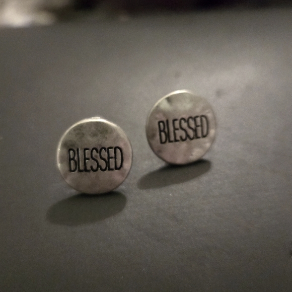 blessed | Jewelry | Blessed Earrings Hammered Metal Pierced | Poshmark